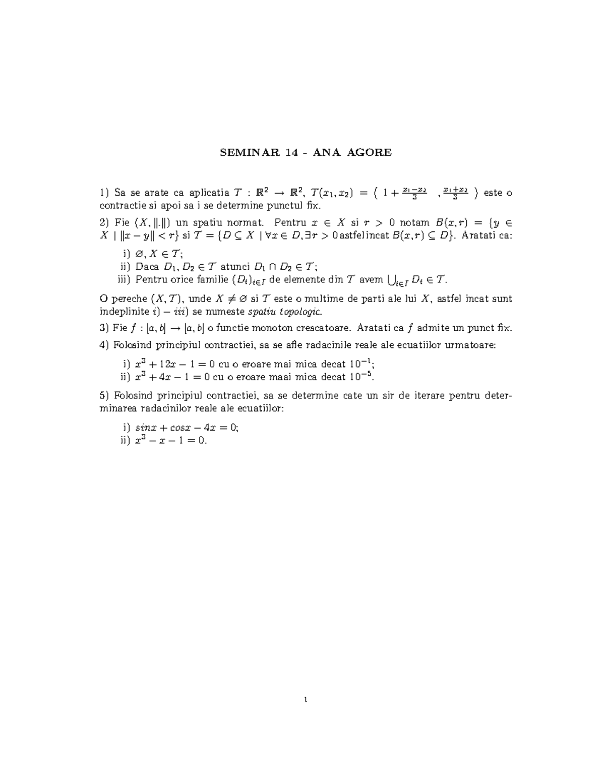 92 seminar 14 aa sdfg dsfg - SEMINAR 14 - ANA AGORE Sa se arate ca ...