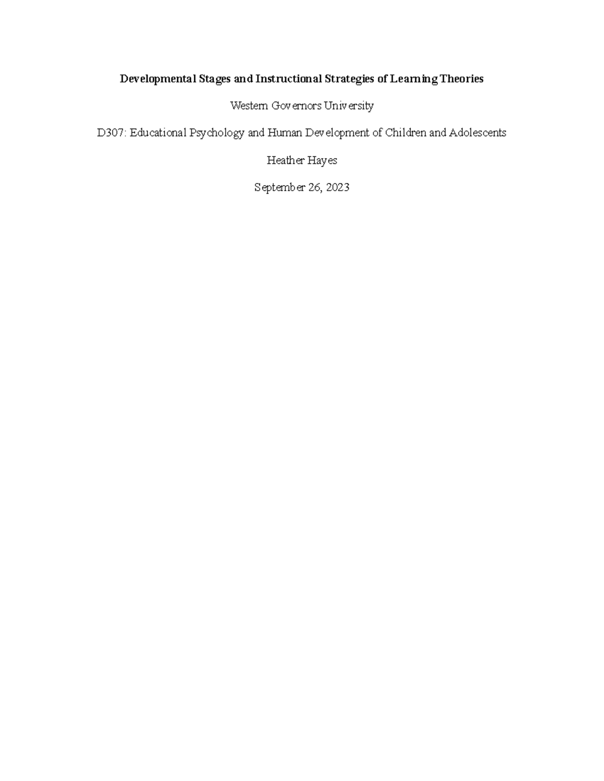 Task 1 Upload - TASK 1 COMPLETE - Developmental Stages and ...