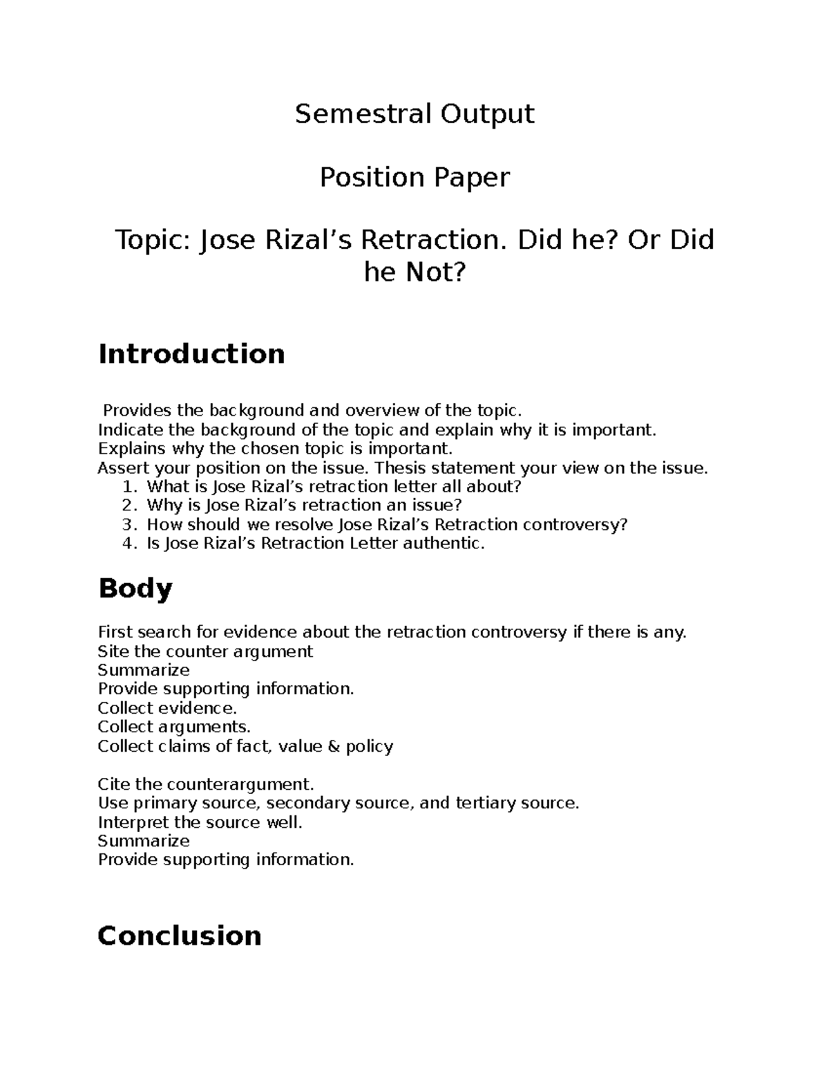 Semestral-Output - nnnnnn - Semestral Output Position Paper Topic: Jose ...