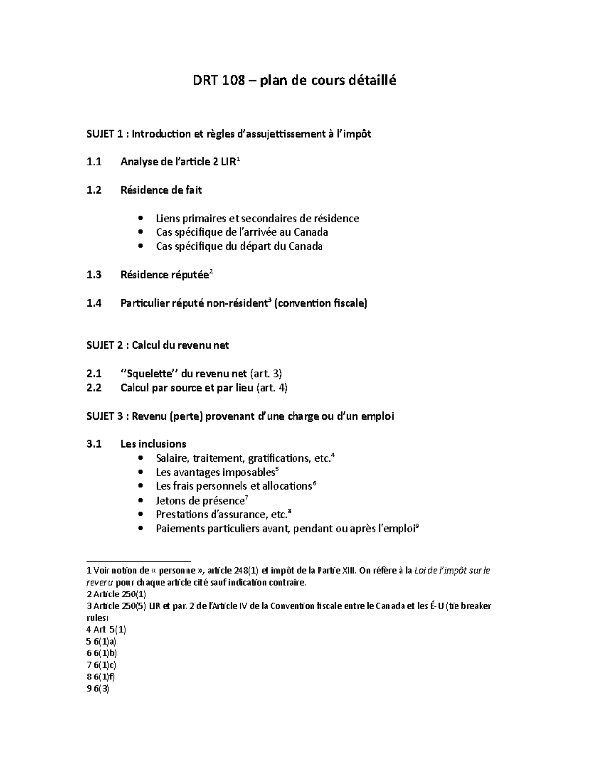 Plan de cours détaillé - DRT 108 – plan de cours détaillé SUJET 1 ...