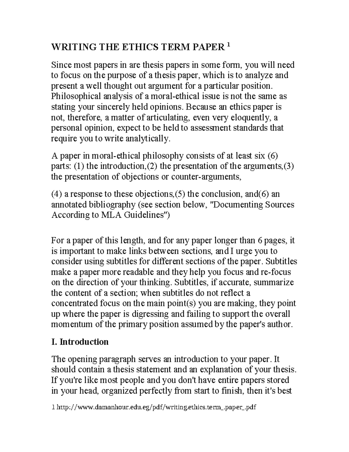 Writing Ethics Paper 5 - CSSDS - WRITING THE ETHICS TERM PAPER 1 Since ...