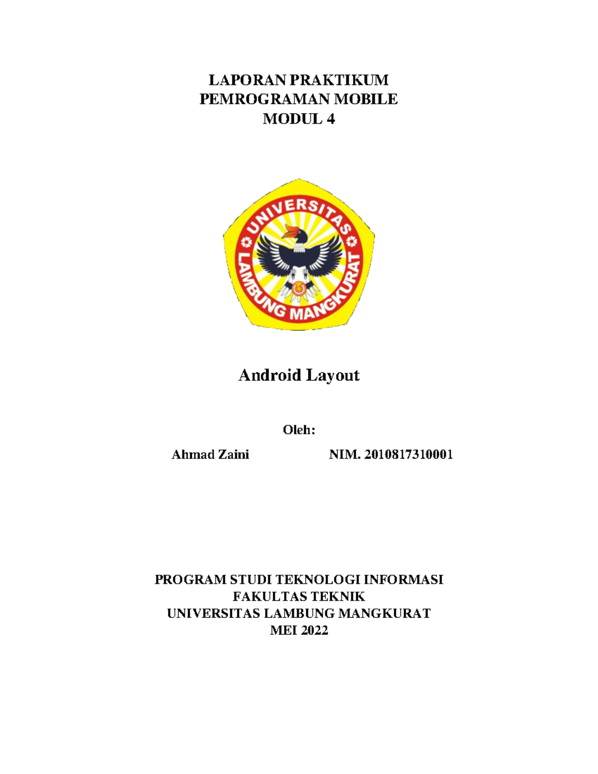 Laporan Praktikum Mobile Modul 4 - LAPORAN PRAKTIKUM PEMROGRAMAN MOBILE ...