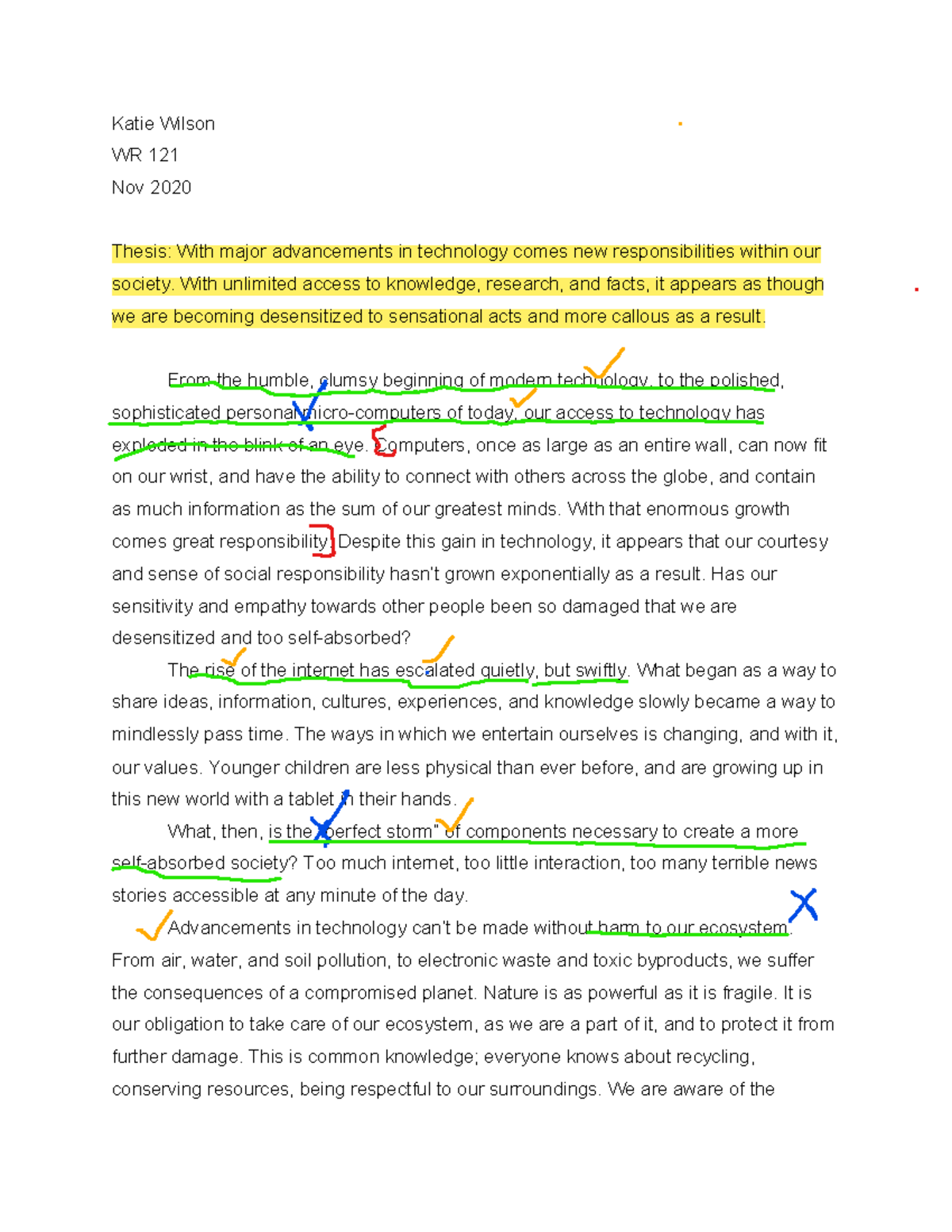 WR 121 - 1st big assignment - Katie Wilson WR 121 Nov 2020 Thesis: With ...