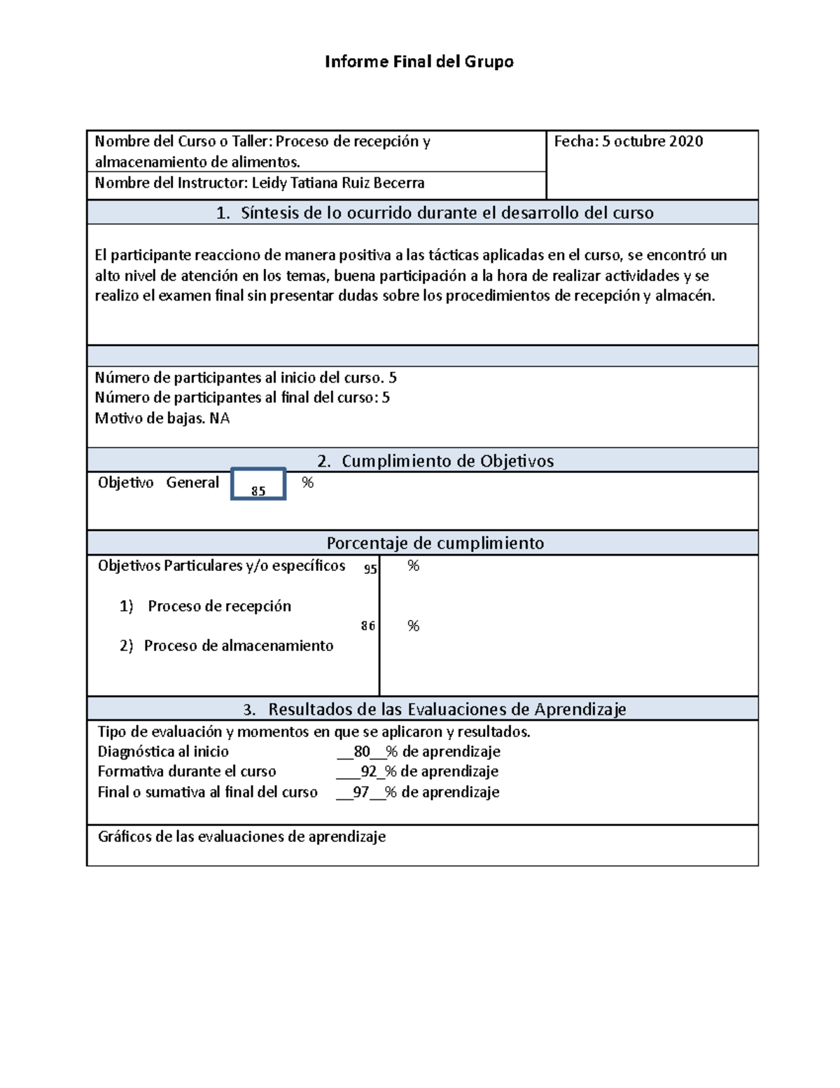 3. Informe Final - Lecture notes 3 - Informe Final del Grupo Nombre del ...