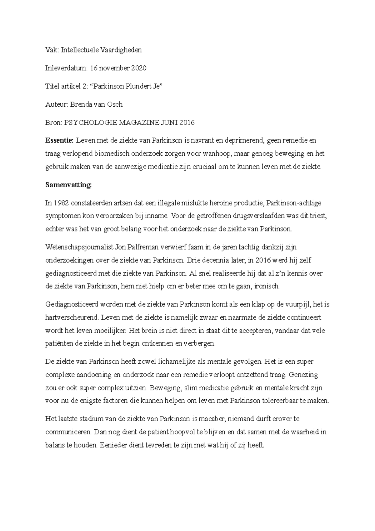 Parkinson Plundert Je - De essentie, samenvatting en structuurschema ...