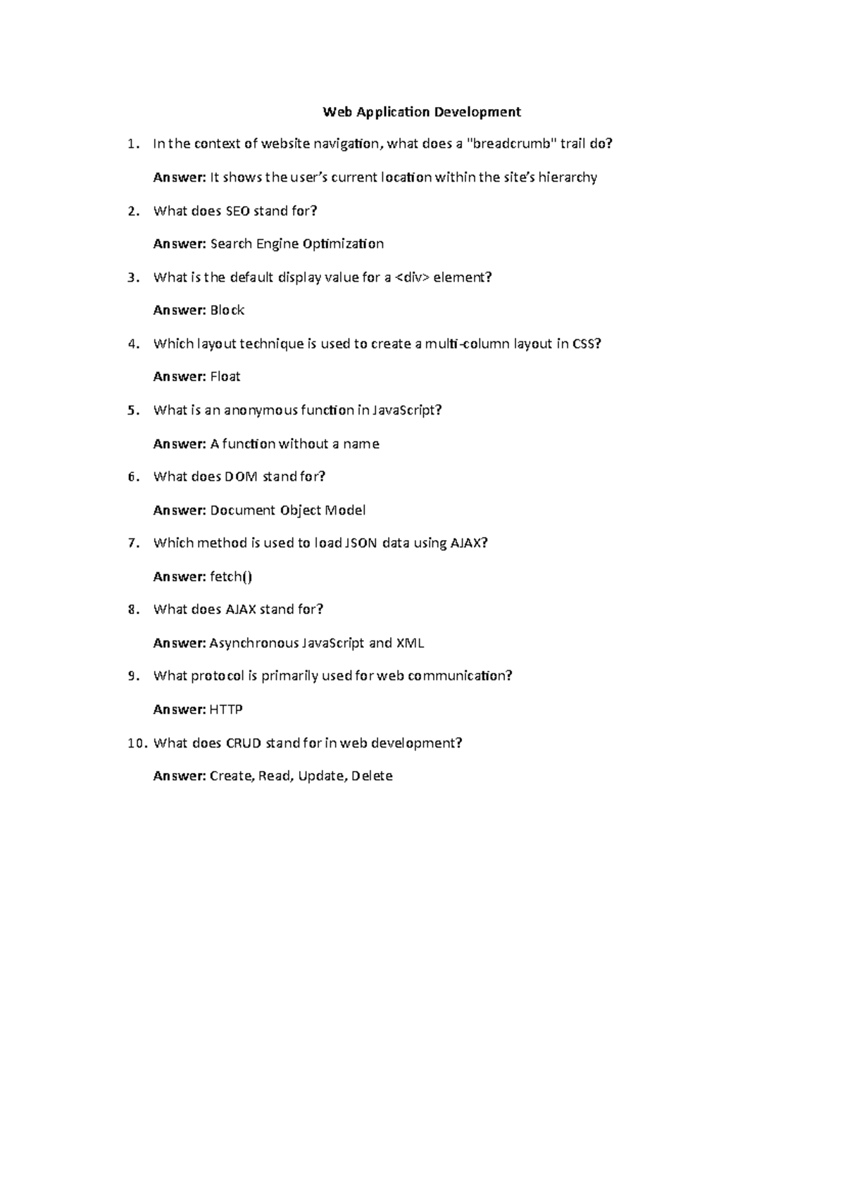 WAD set3 - Wad mcqs - Web Application Development In the context of website navigation, what ...