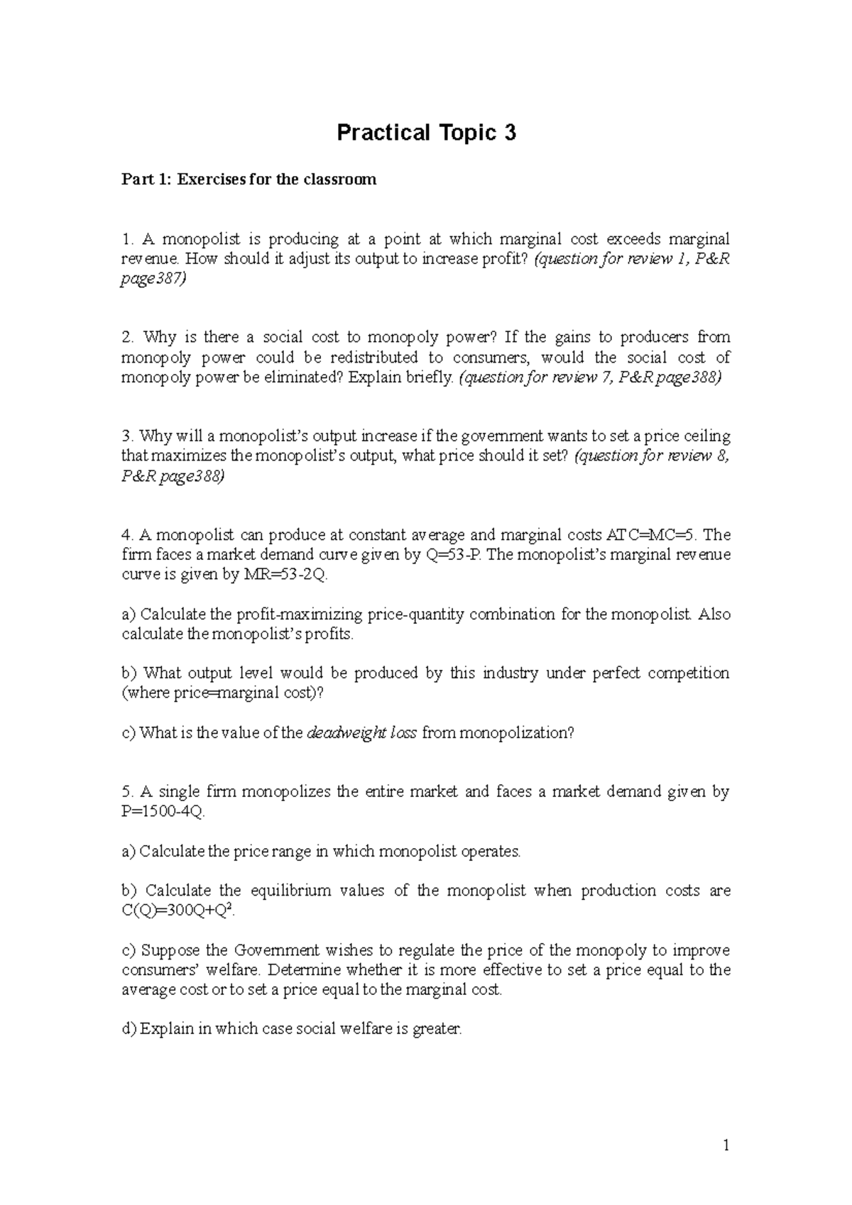 Practical Topic 3 - Apuntes 3 - Practical Topic 3 Part 1: Exercises for ...