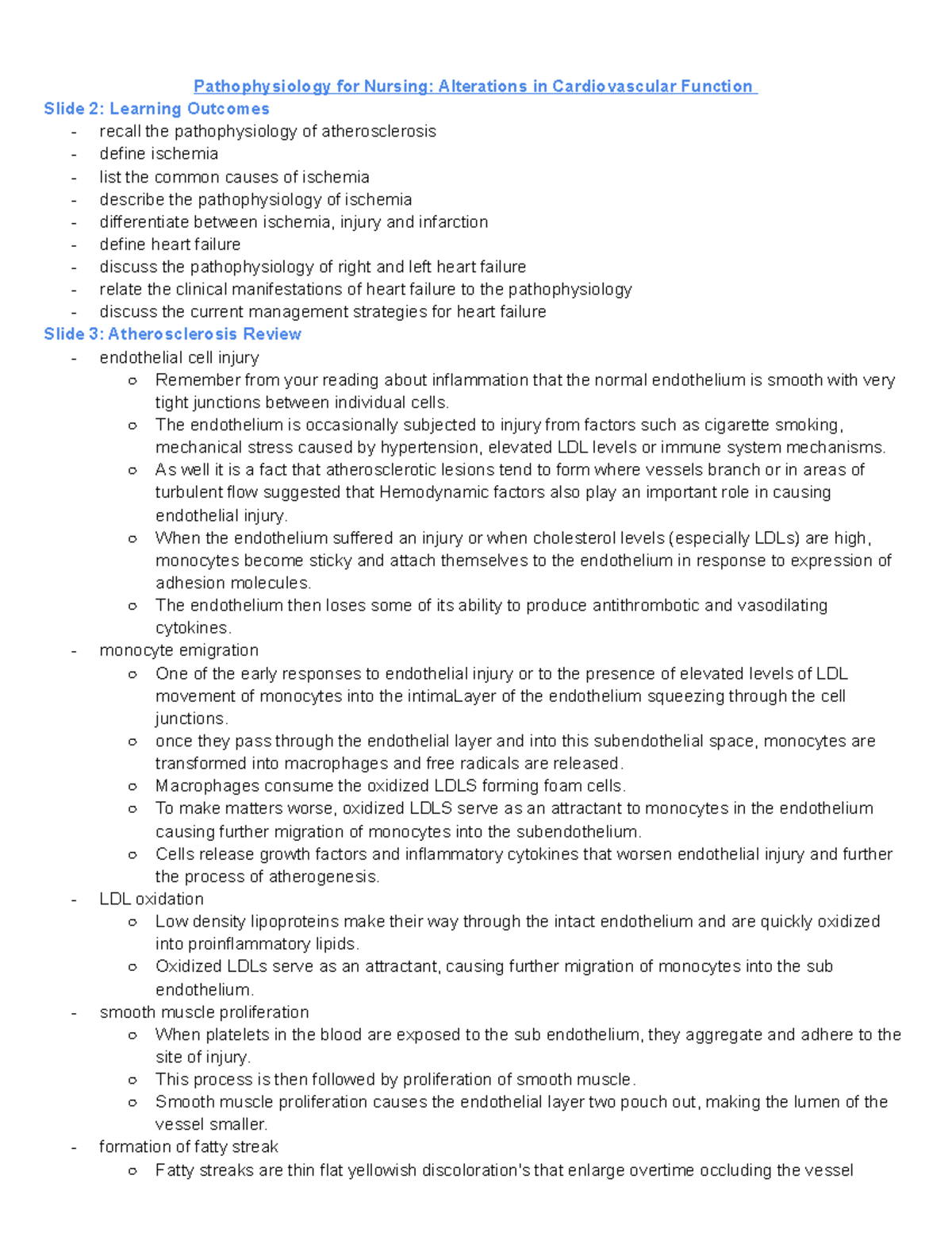 Pathophysiology for Nursing Alterations in Cardiovascular Function ...