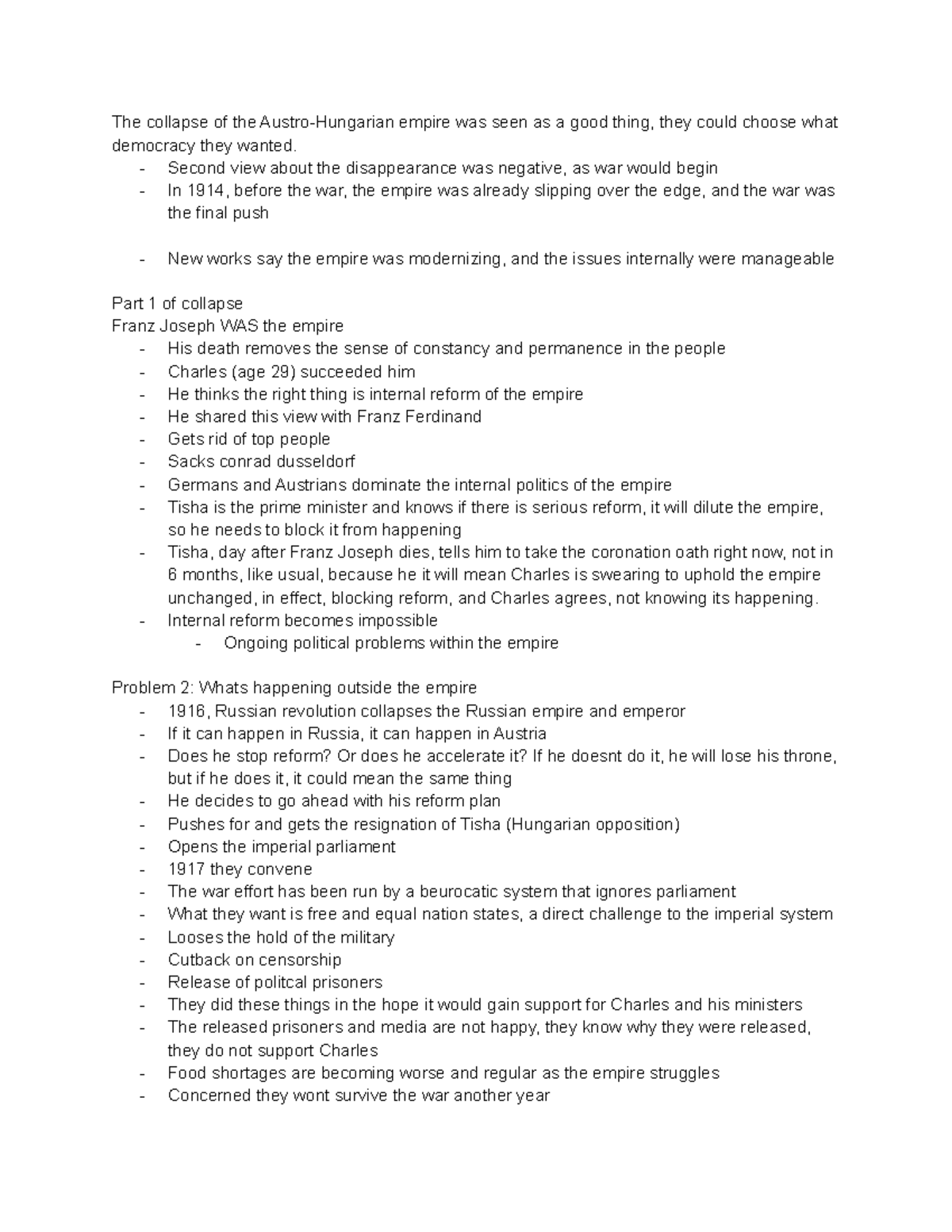 Collapse of the Austro Hungarian Empire - The collapse of the Austro ...