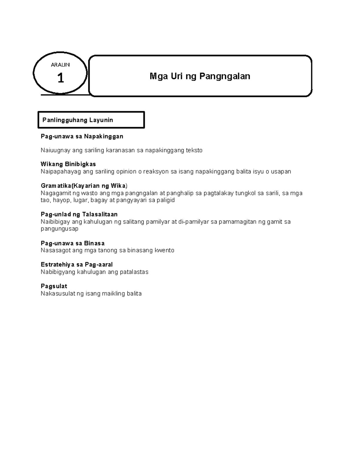 TG Filipino 5 Q1 Week-1 - Pag-unawa sa Napakinggan Naiuugnay ang ...