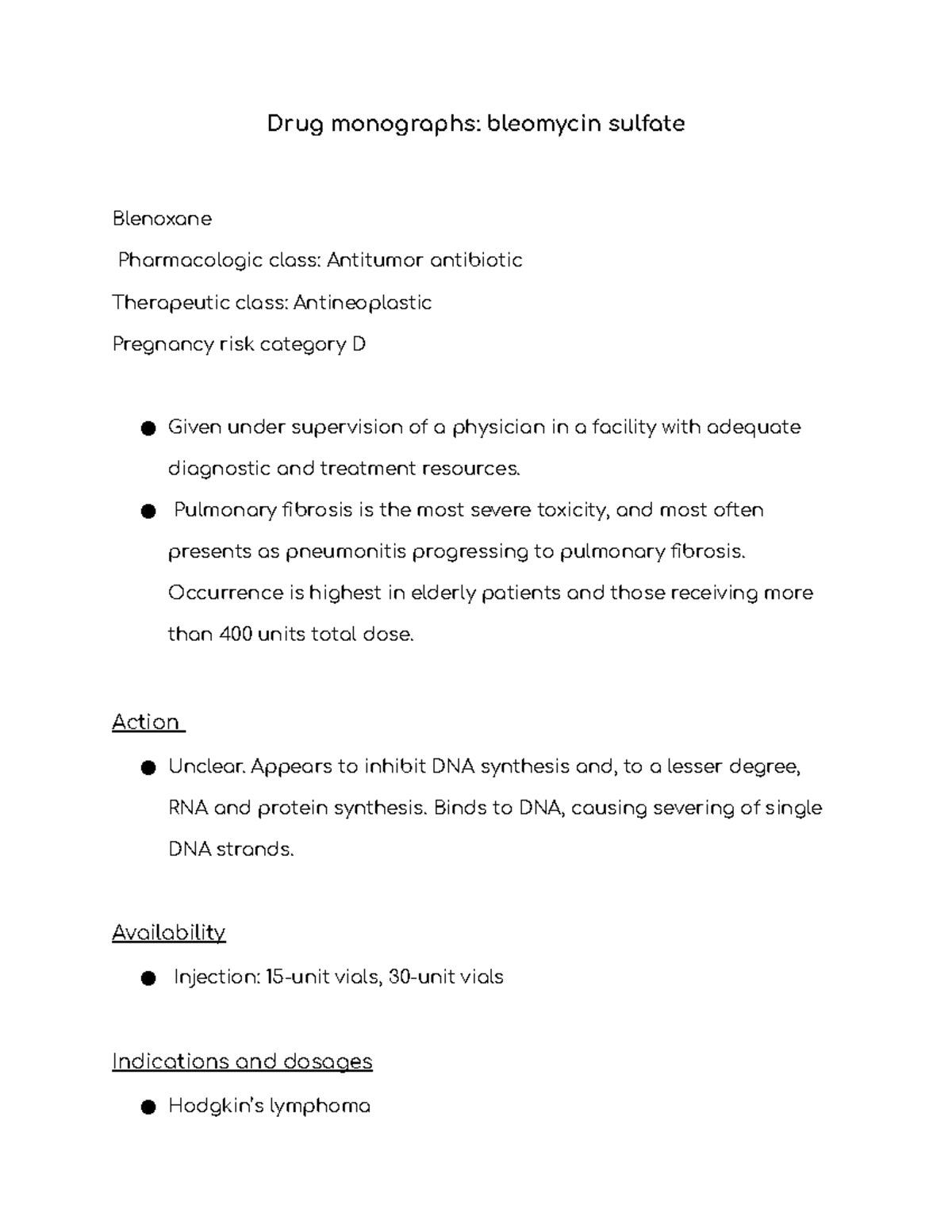 Drug monographs bleomycin sulfate - Drug monographs: bleomycin sulfate ...