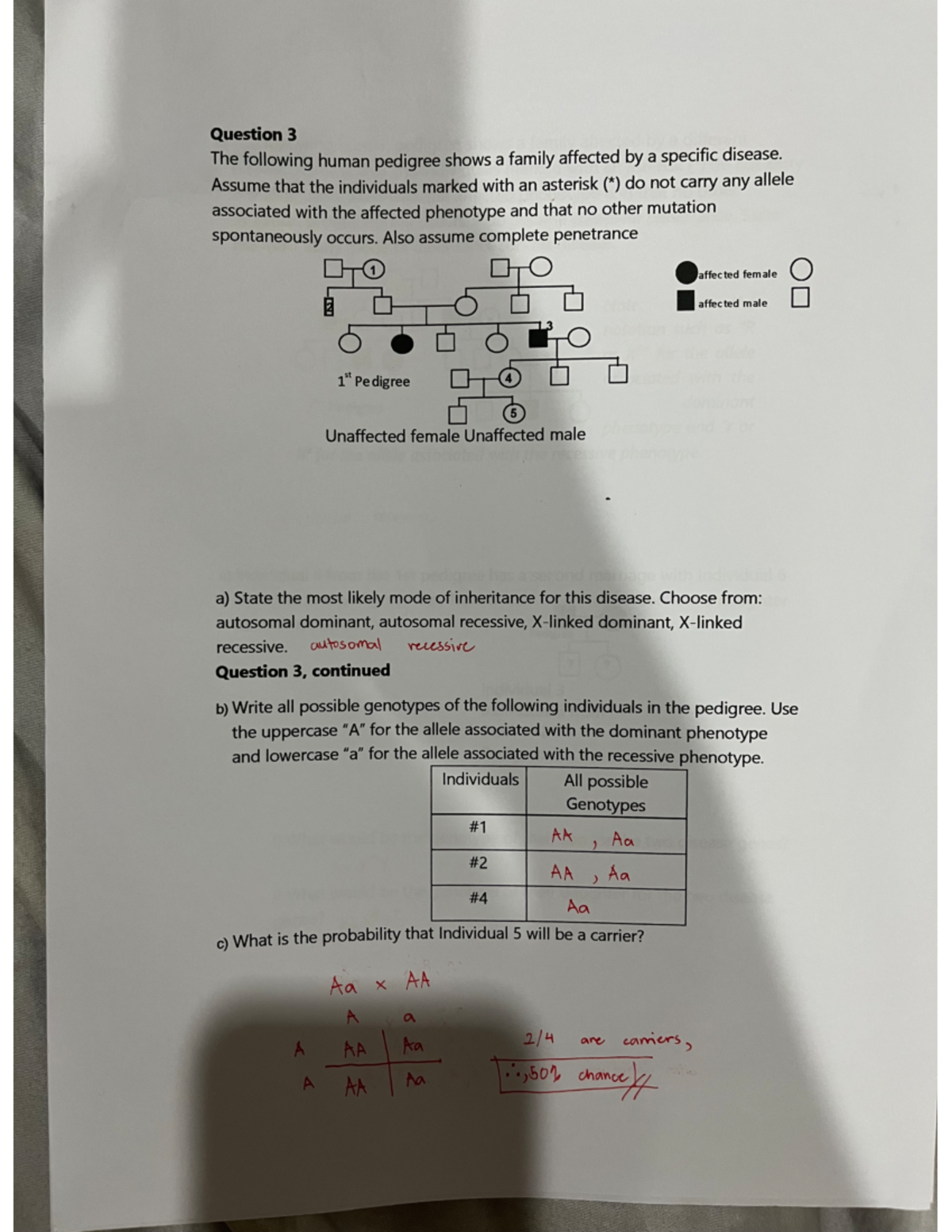 Question 3 Genetics Module - General Botany - Studocu