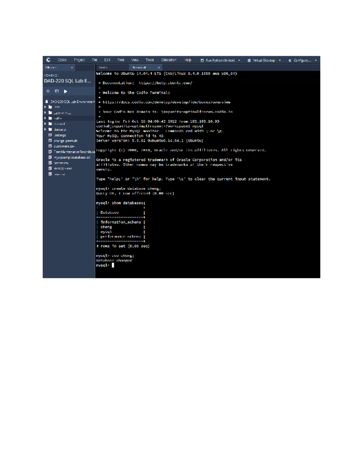 1-4 Lab Practicing Query Language in Codio - DAD-220 - SNHU - StuDocu