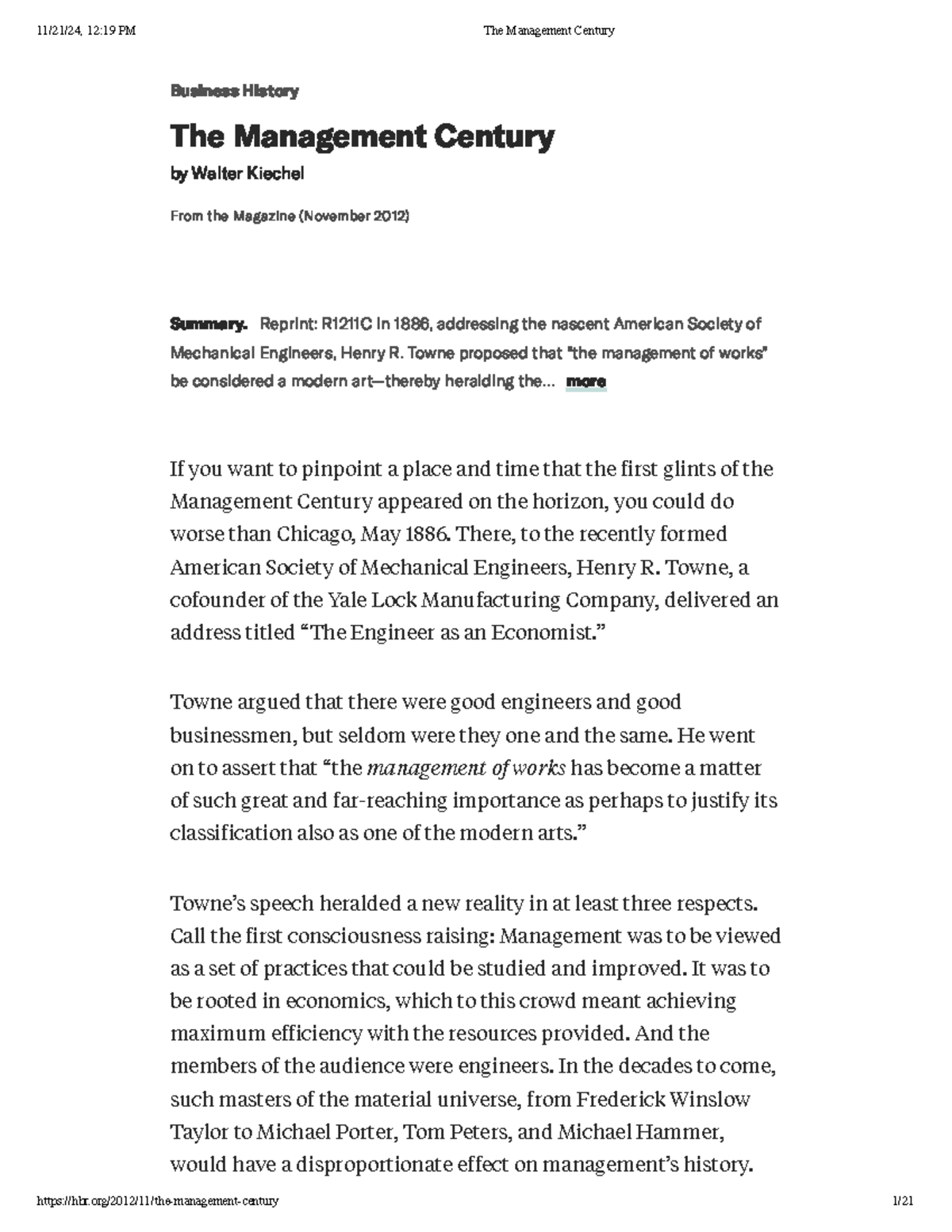 The Management Century - Business History The Management Century by ...