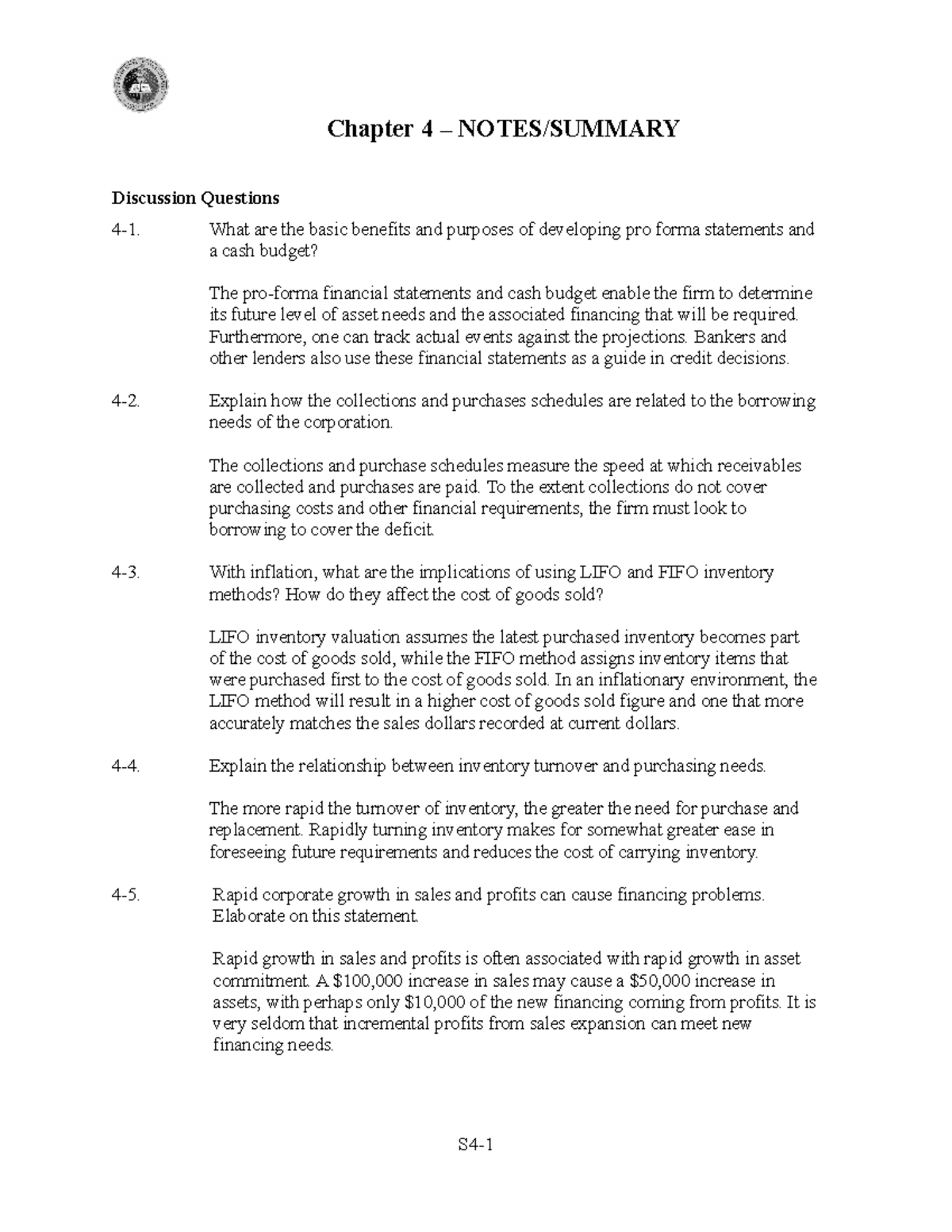 Ch4 - Chapter Discussion - Financial Management - Studocu