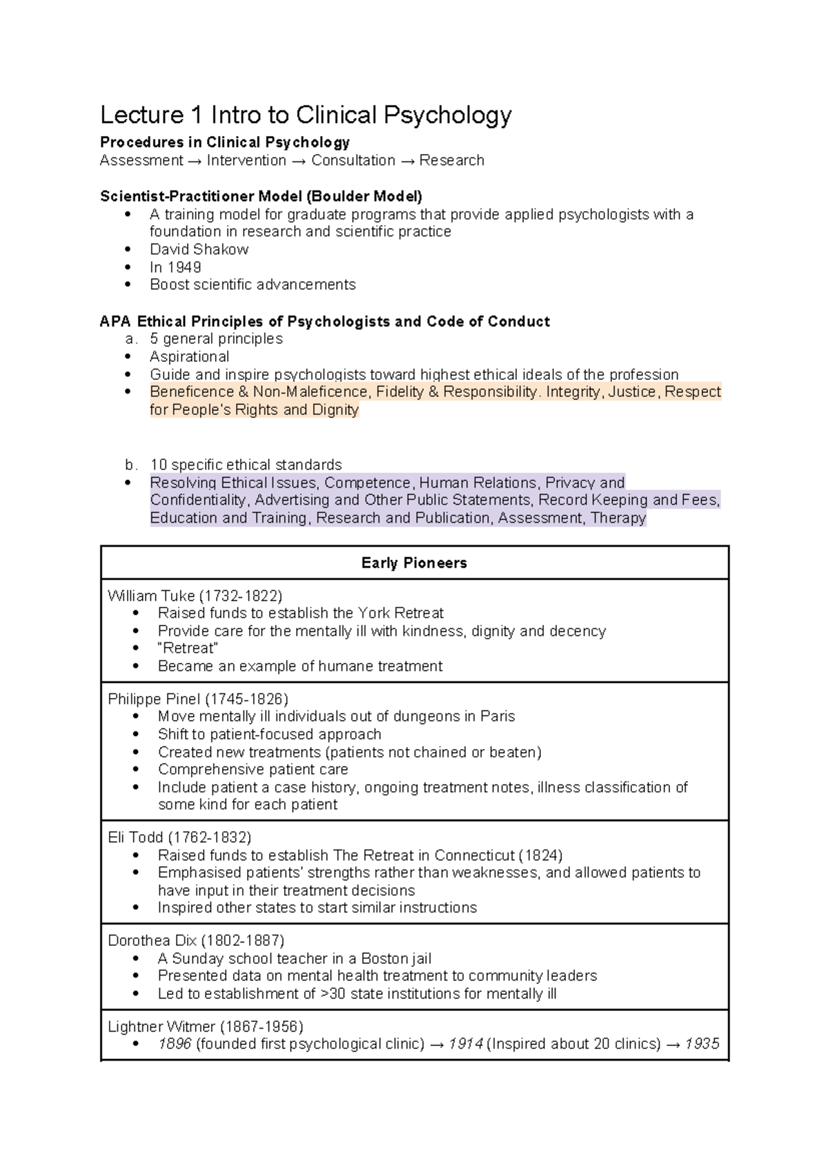 Lecture 1 Introduction to Clinical Psychology - Lecture 1 Intro to ...