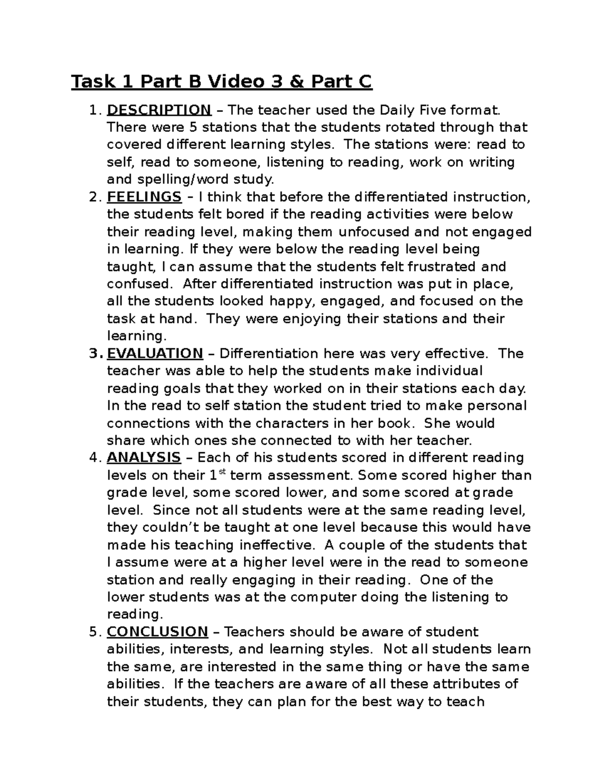 Task 1 Part B Video 3 - Tasked was passed successfully - Task 1 Part B Video 3 & Part C - Studocu