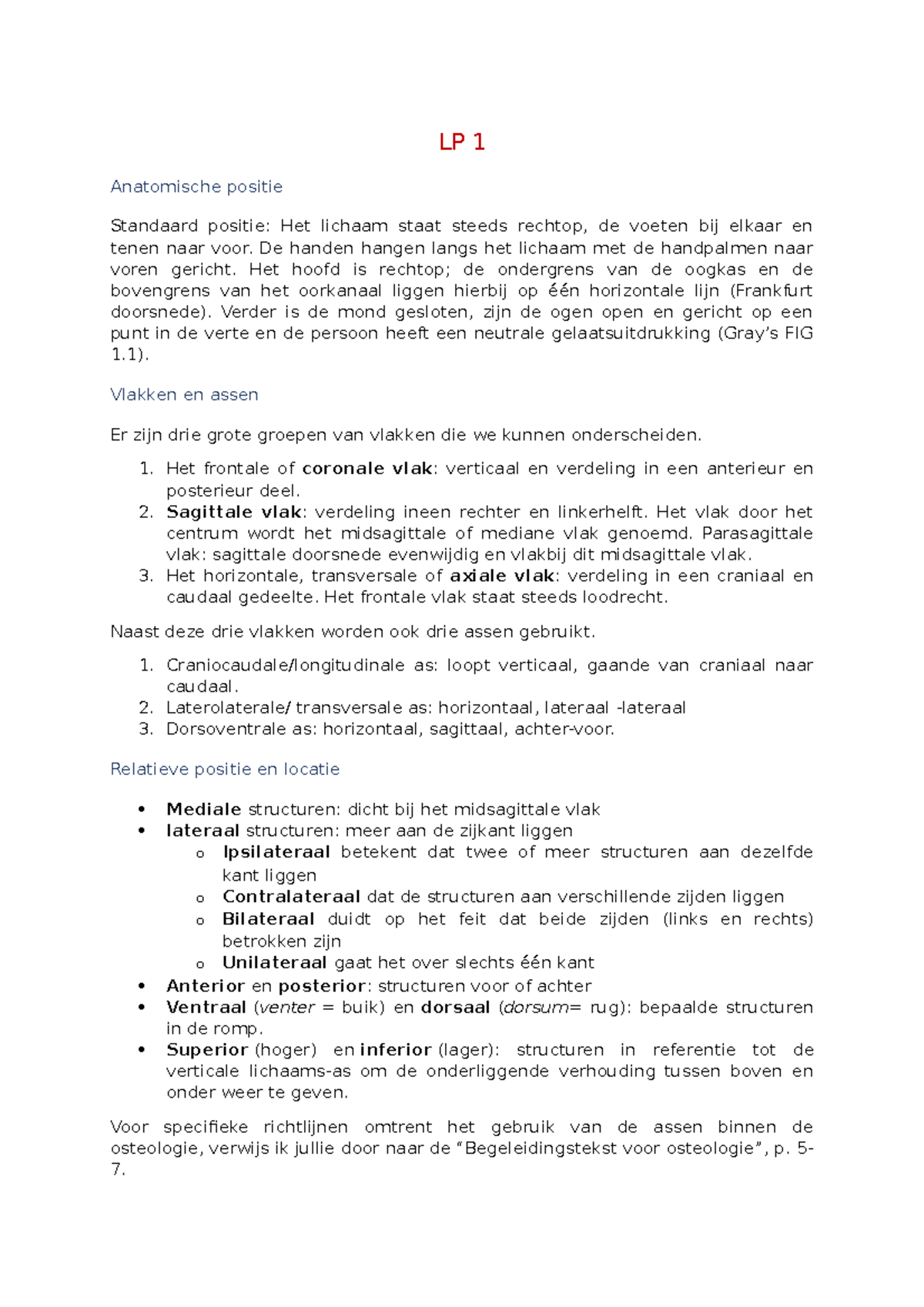 LP 1: anatomische assen en beweging - Anatomie en radiologische ...