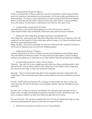 Tai chi 2 - Lectures notes on second lecture on tai chi and qi gong ...