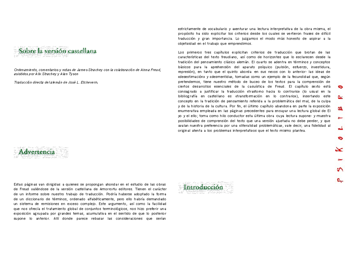 Freud Sigmund - 02 Sobre La Version Castellana - Ordenamiento ...