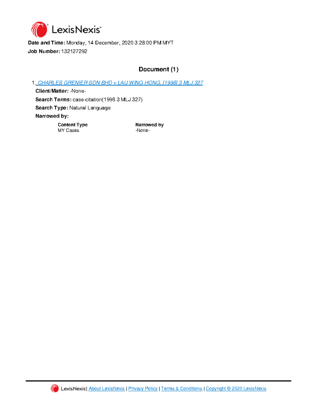 Charles Grenier SDN BHD v LAU WING HONG, [1996] 3 MLJ 327 - contract ...