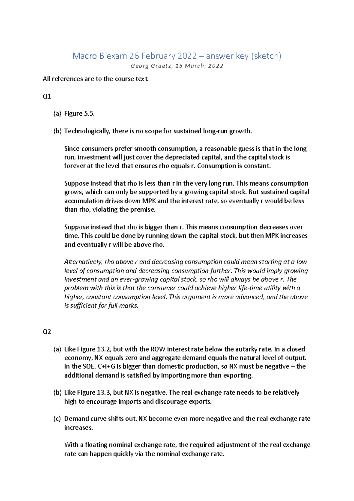 Makro B exam Feb 2022 answer key final - Macro B exam 26 February 2022 ...