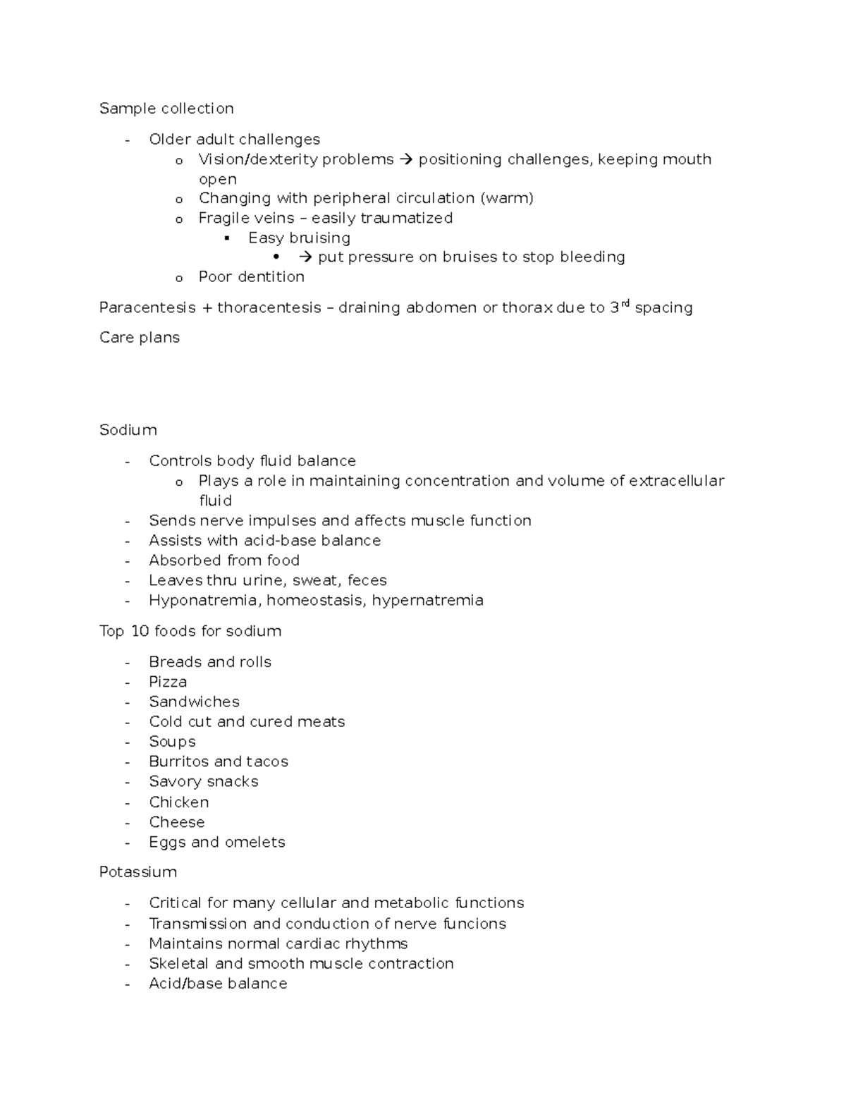 Class 14 Notes 2023 - Sample collection - Older adult challenges o ...