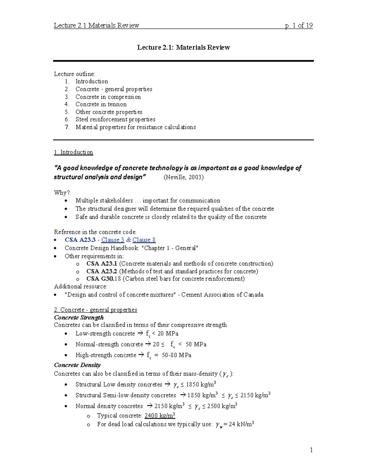 2.1 Materials review - lecture good - Lecture 2: Materials Review ...