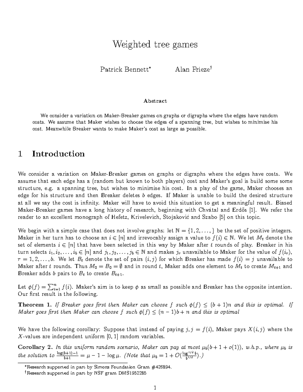 Treegame - Follow the life of henry and his constitution - Weighted tree games Patrick Bennett∗ ...