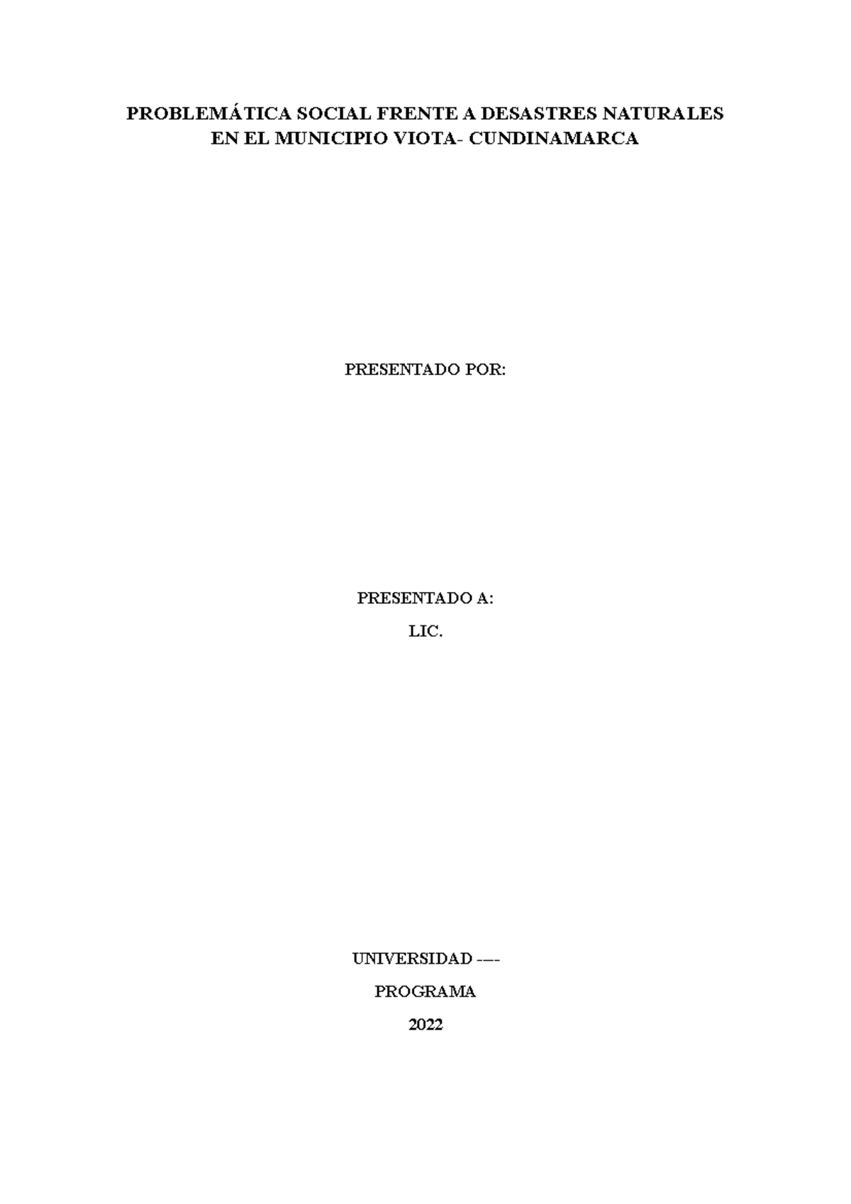 Problemática social frente a desastres naturales en el Municipio Viota ...