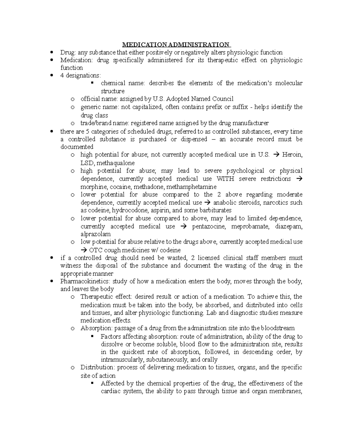 Exam 4 Study Guide - Taught by Dr Abbeyquaye 2022/2023 - MEDICATION ...