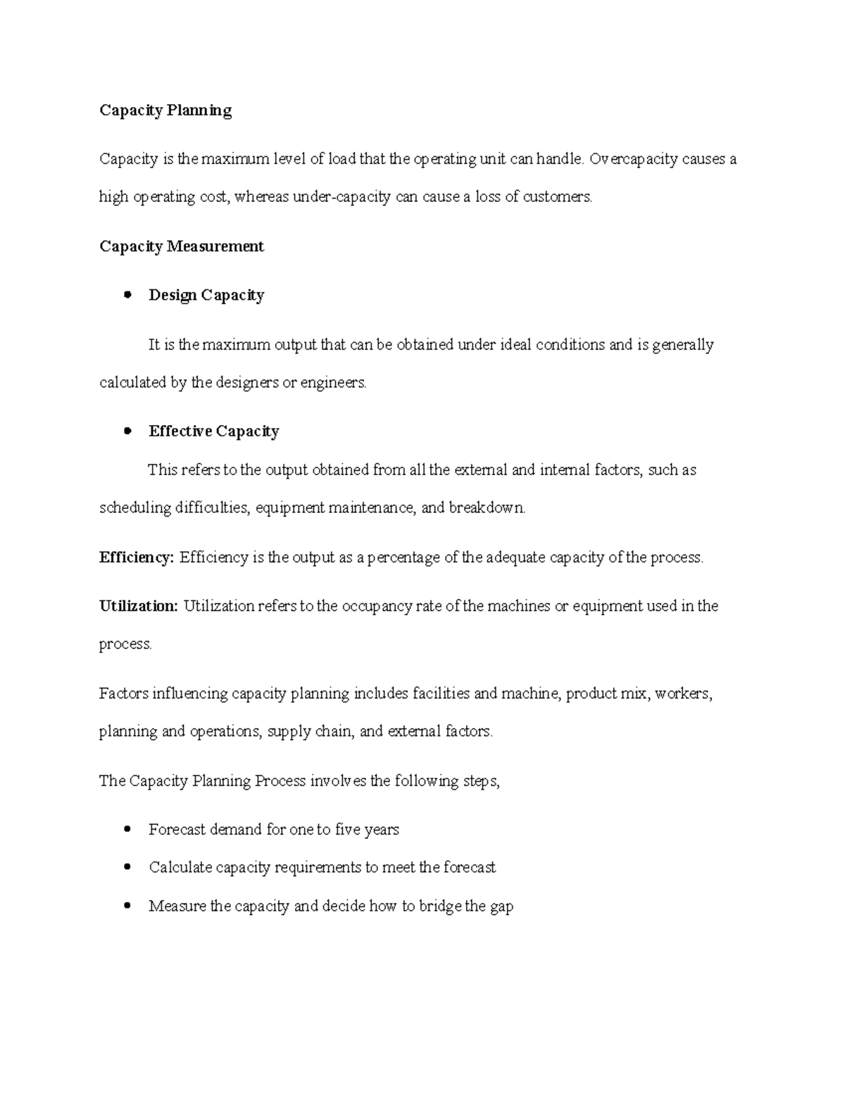 Capacity Planning - Capacity Planning Capacity is the maximum level of ...