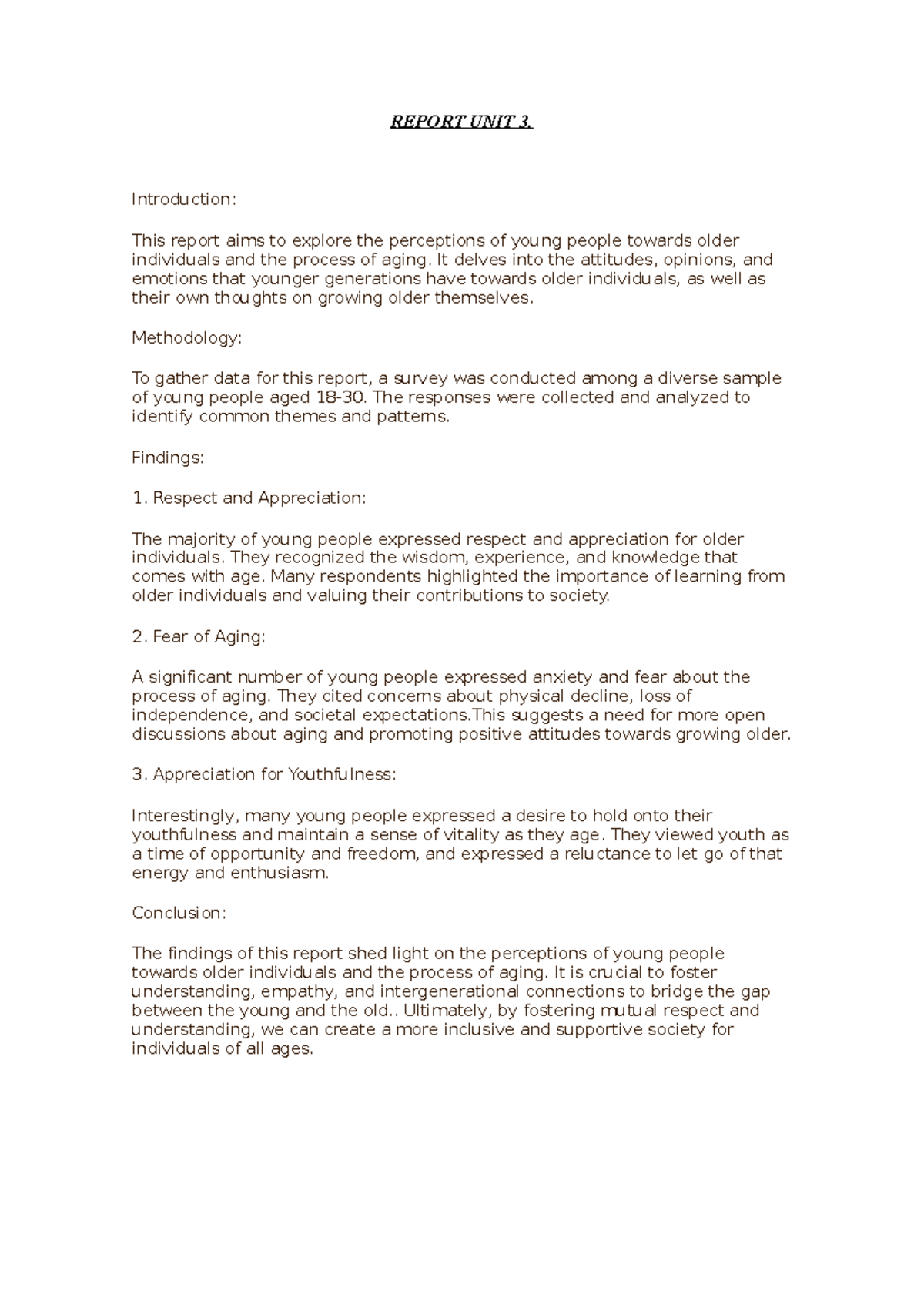 Report unit 3 - ejemplos de writings - REPORT UNIT 3. Introduction ...