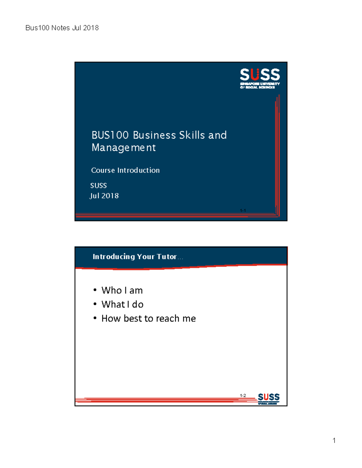 Bus100 Course Overview - Fourse ObjectiveFourse Schedulespreadsheet ...