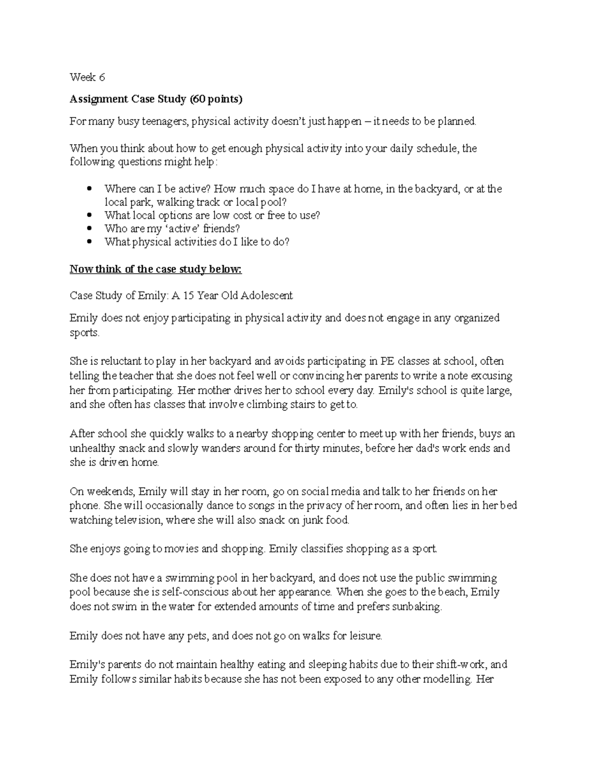 UTF-8''Week%206%20Assignment - Week 6 Assignment Case Study (60 points) For many busy teenagers ...