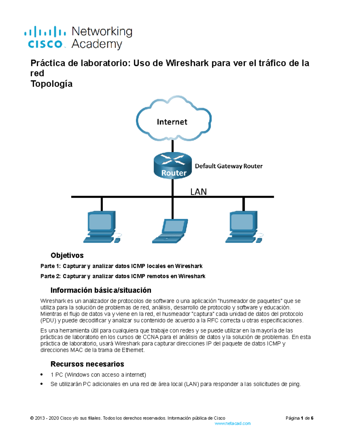 3.7.10 Lab - Use Wireshark to View Network Traffic - Práctica de laboratorio: Uso de Wireshark ...