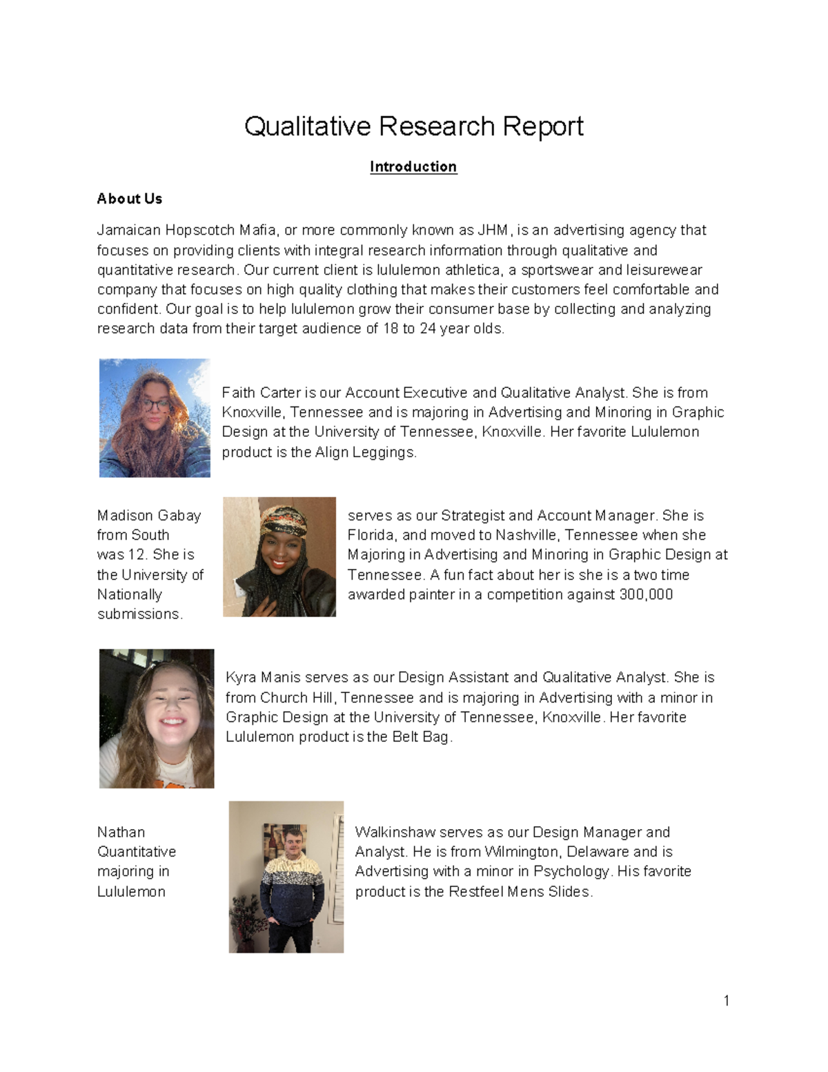 Qual Research Report - Qualitative Research Report Introduction About ...