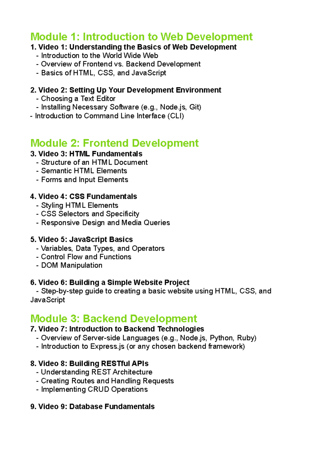 Wev Development - Module 1: Introduction to Web Development 1. Video 1: Understanding the Basics ...
