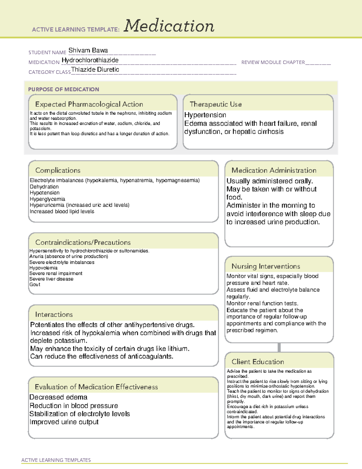 ATI Med Template-1 - nursing - ACTIVE LEARNING TEMPLATES Medication ...