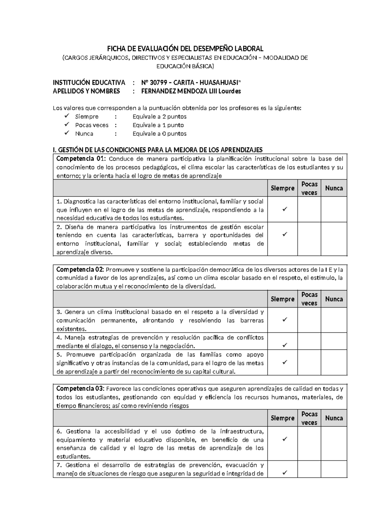 431349563 Ficha de Evaluacion Del Desempeno Laboral - FICHA DE EVALUACIÓN DEL DESEMPEÑO LABORAL ...