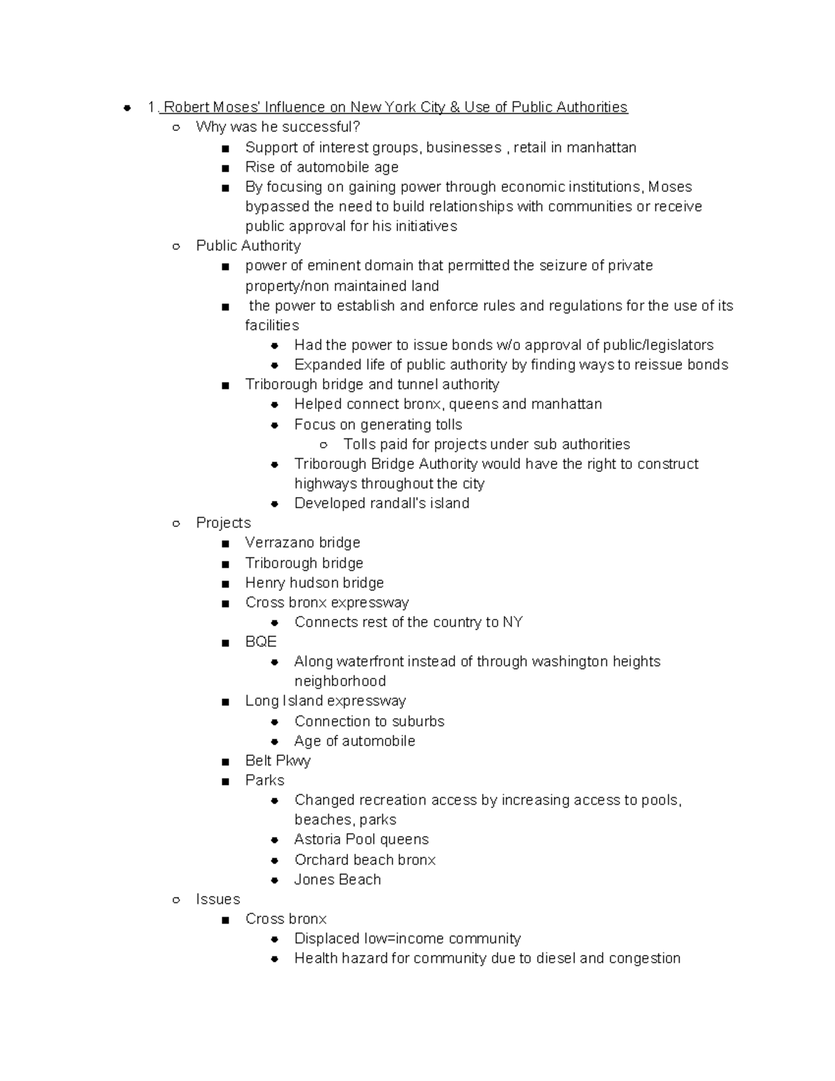 Robert Moses Notes - 1. Robert Moses’ Influence on New York City & Use ...