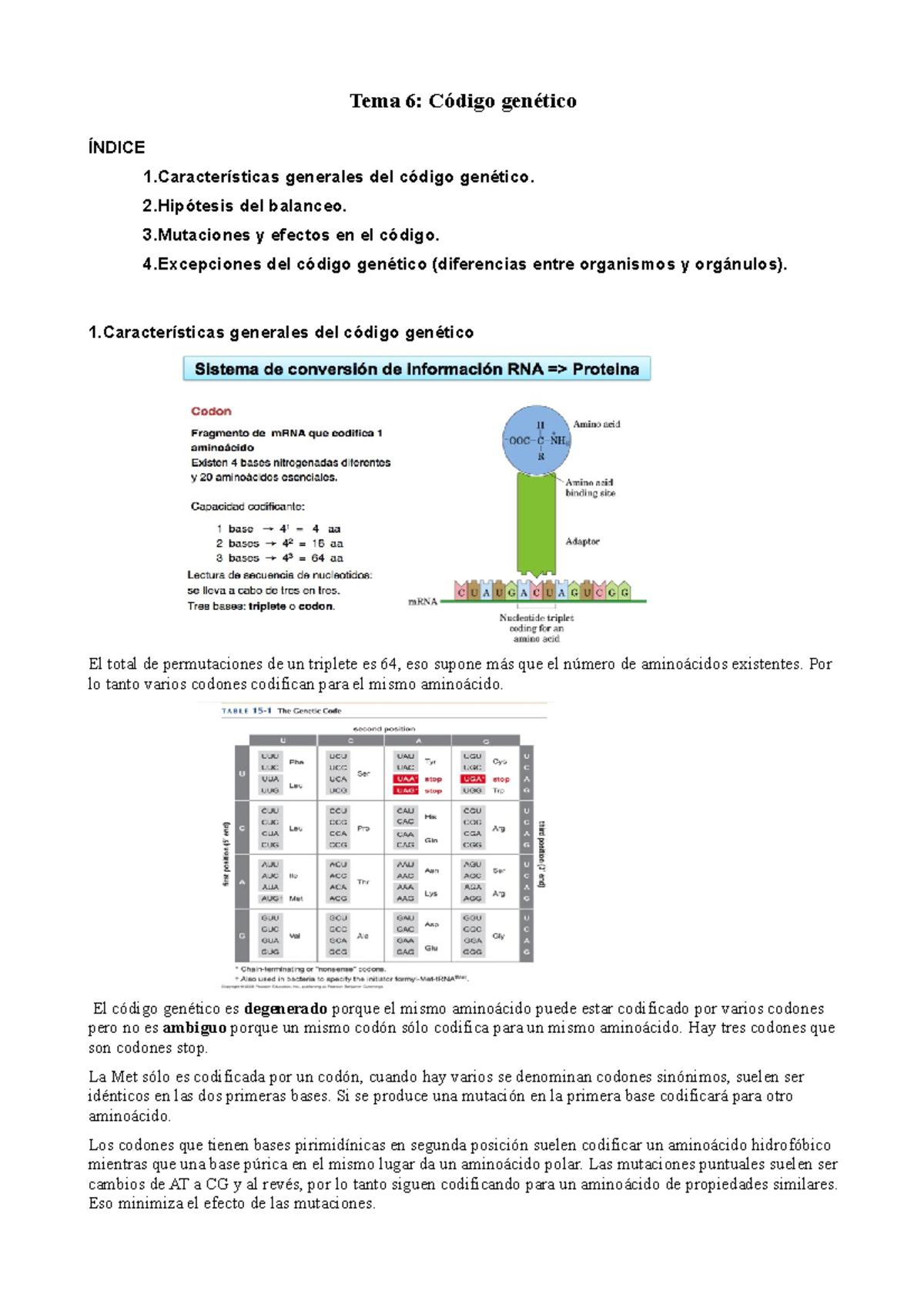 Tema 6 Código genético - Apuntes 6 - Tema 6: Código genético ÍNDICE 1 ...