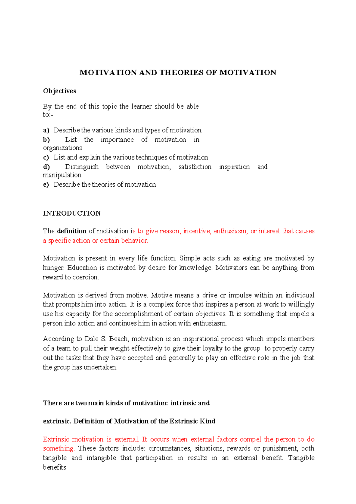 Motivation AND Theories OF Motivation - MOTIVATION AND THEORIES OF ...