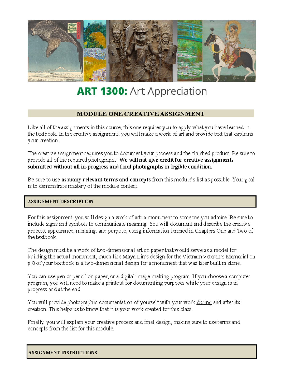Creative Assignment 1 - ART 1300 - Bilal Syed - MODULE ONE CREATIVE ...
