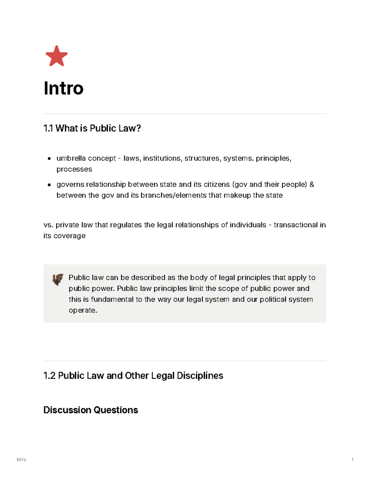 Public Law intro - Intro 1 What is Public Law? umbrella concept - laws ...