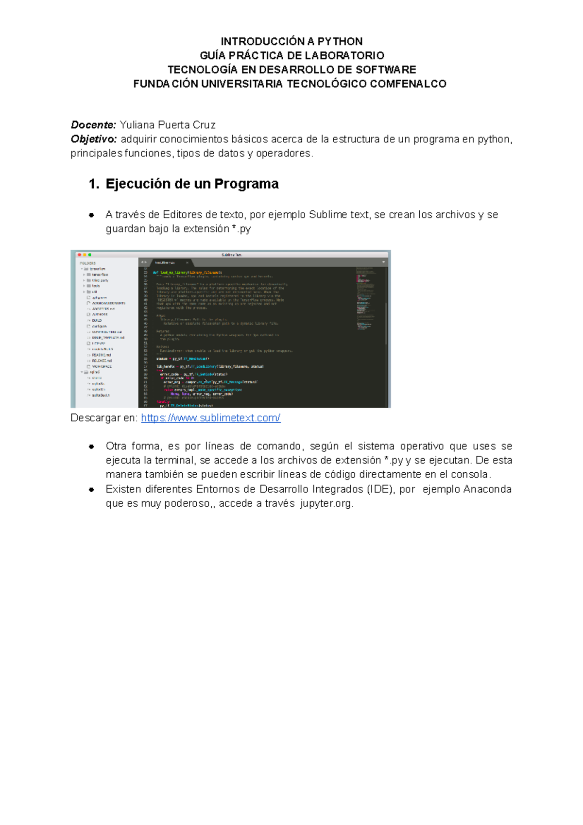 3. Guia 1. Python-Introducción - GUÍA PRÁCTICA DE LABORATORIO ...