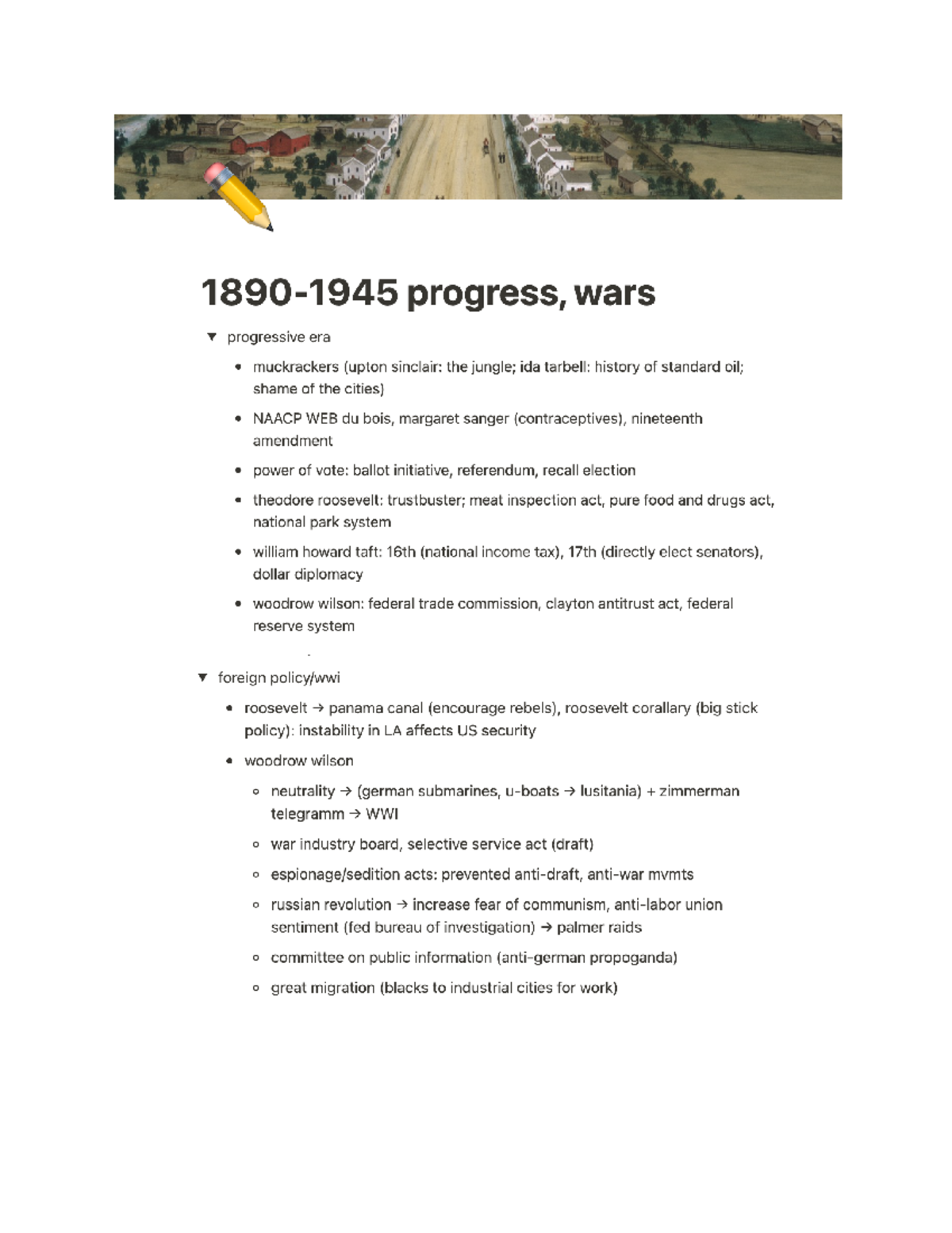 1890-1945 Wars - This is a summary of the whole unit time period for AP ...
