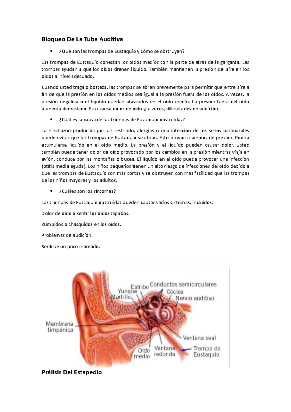 Bloqueo De La Tuba Auditiva - Las trompas ayudan a que los oídos drenen ...