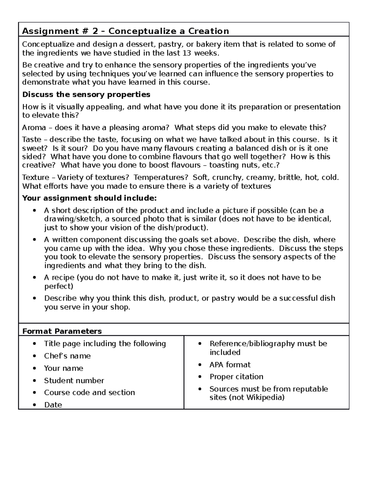 BAKE 212 - Assignment 2 - Conceptualize a Creation - Assignment # 2 ...