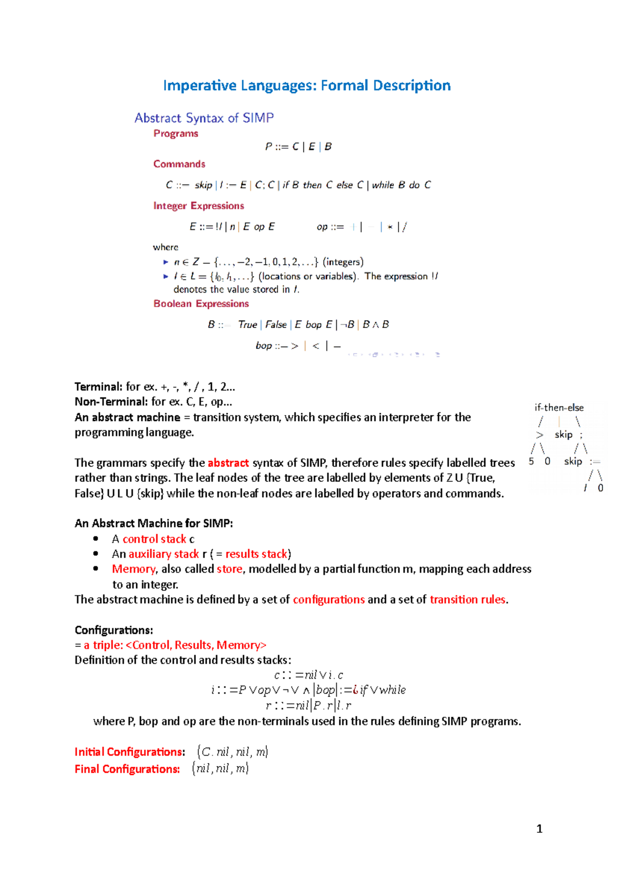 Lecture 3 - PLD Summaries - Imperative Languages: Formal Description ...